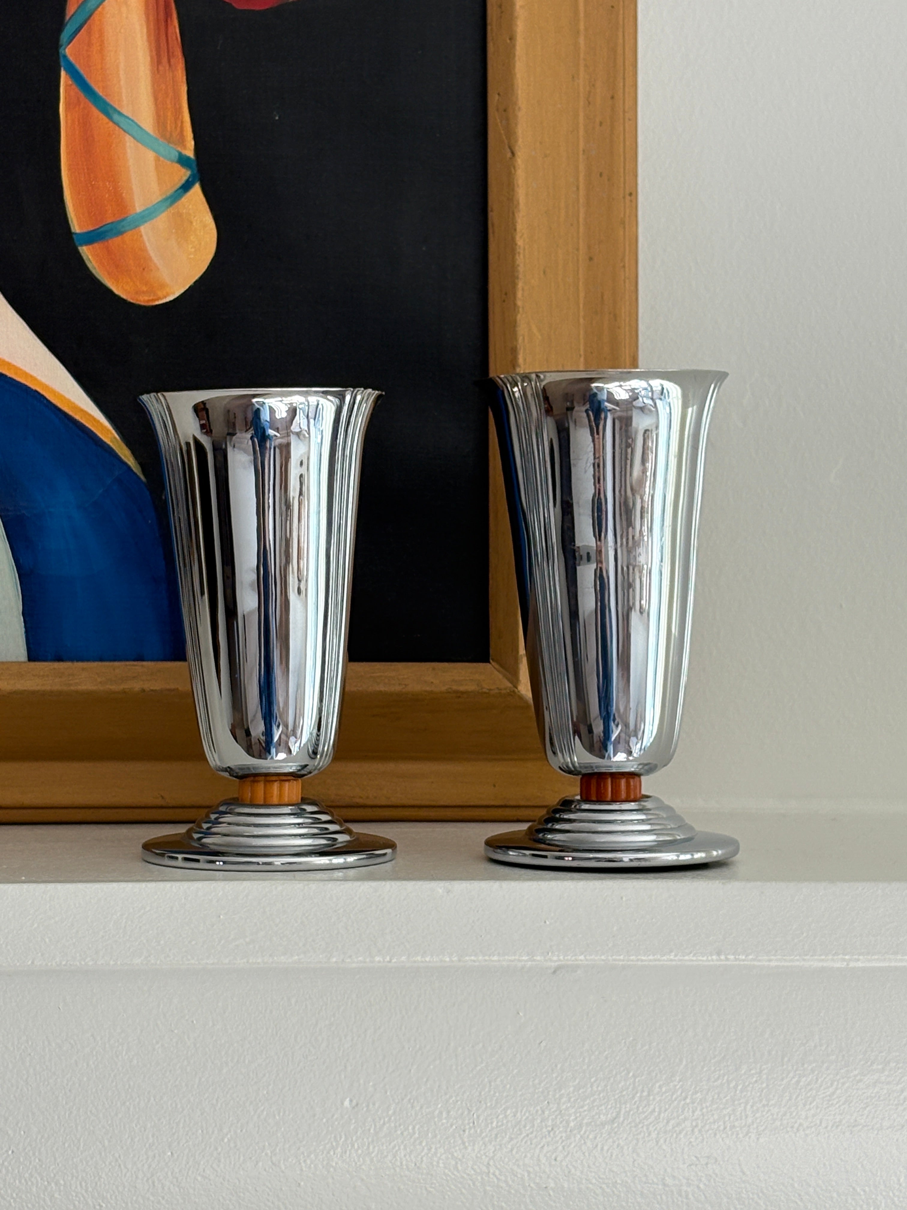 Chrome and Bakelite Vases (Pair) – Collectors Gene