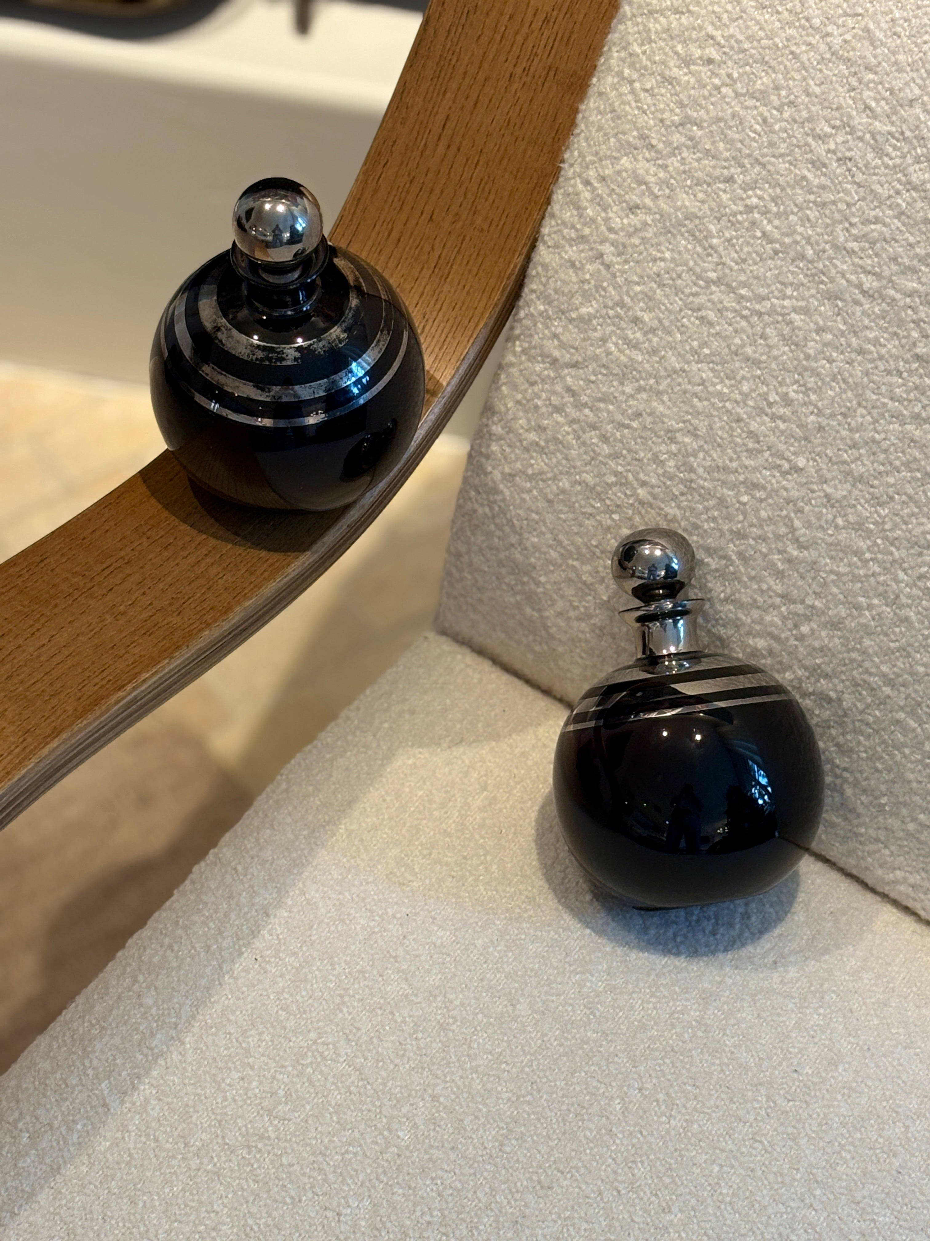 French Art Deco Black Opaline Vanity Bottle with Chrome – Collectors Gene